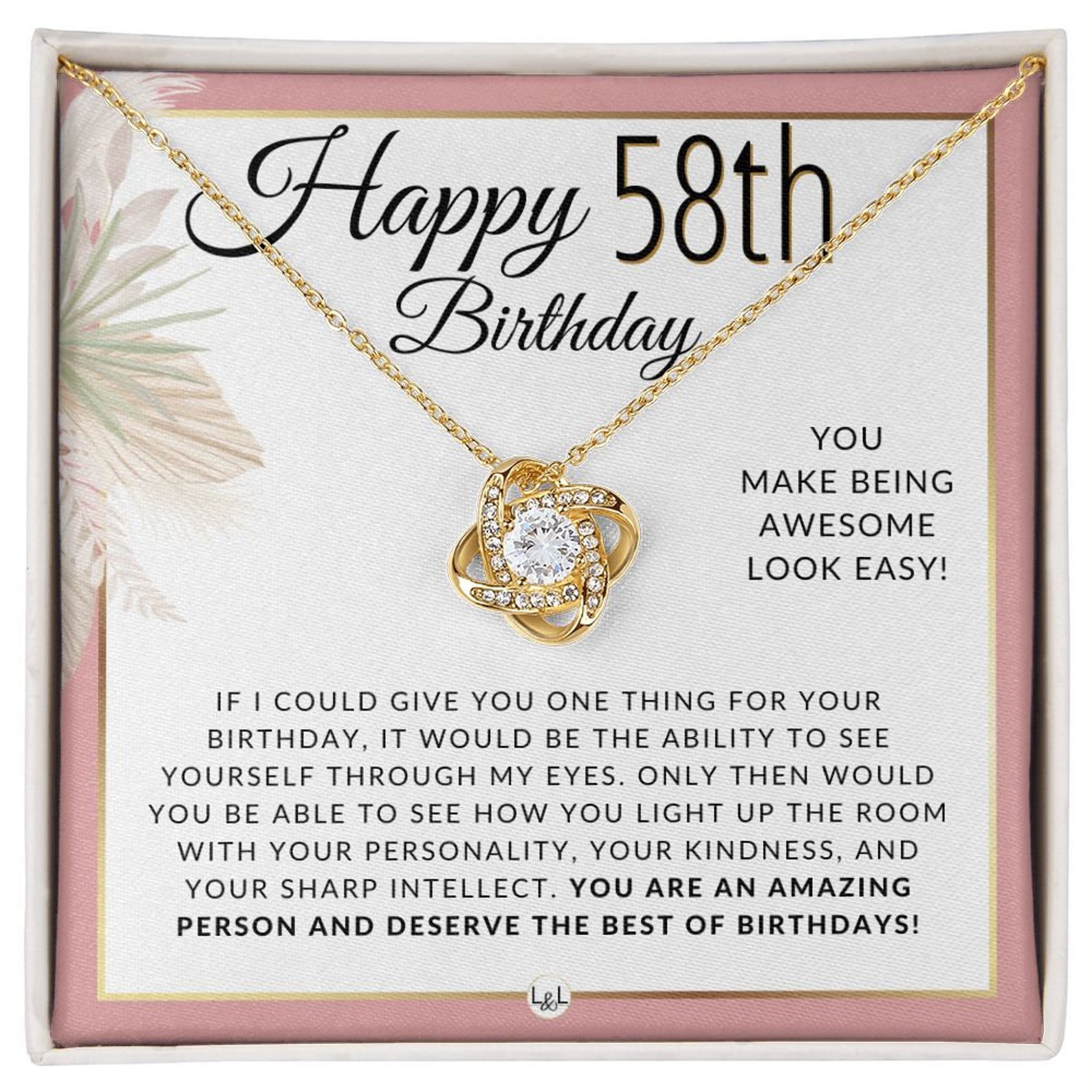 58th Birthday Gift for Her Necklace for 58 Year Old A - Etsy