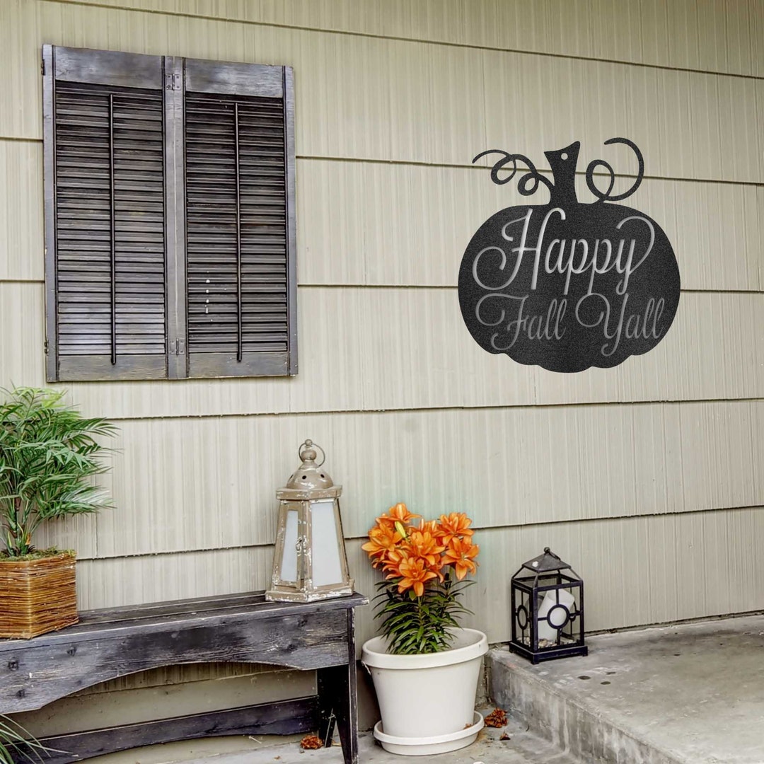 Happy Fall Yall Fall Pumpkin Sign Metal Pumpkin Monogram - Etsy