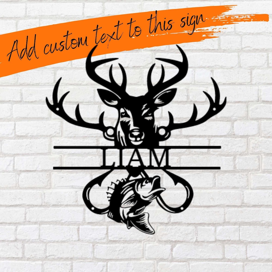 Buck and Bass Monogram Metal Sign – Custom Hunting Fishing Wall Decor ...