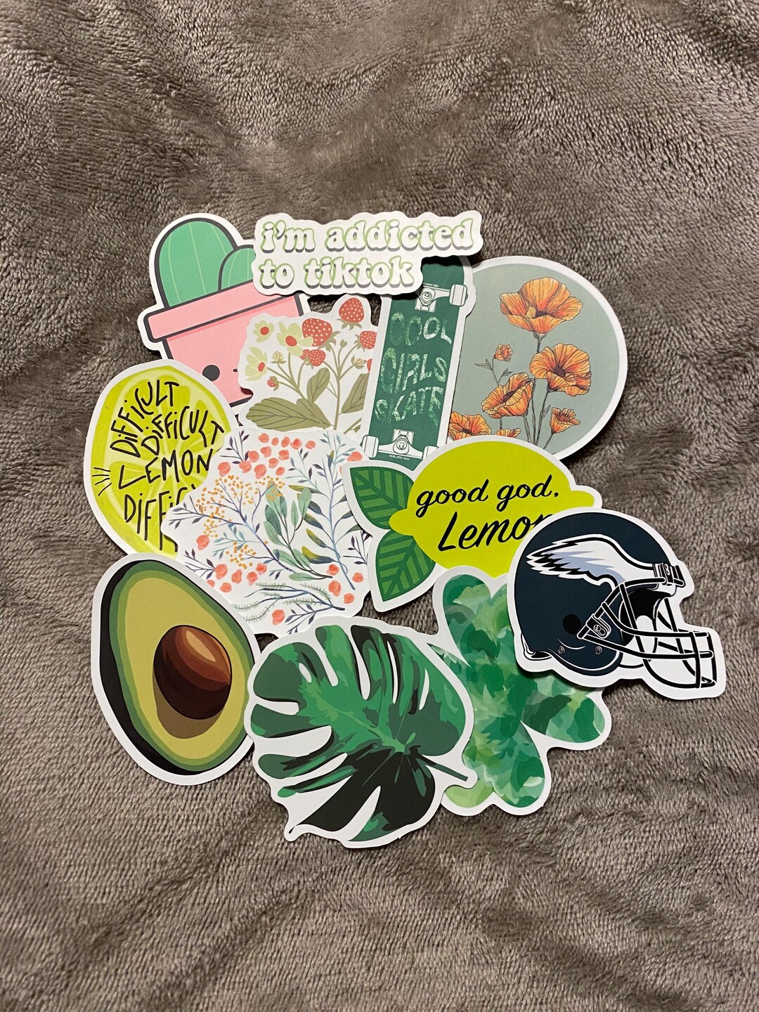 Green Theme Waterproof Sticker Pack 12 Stickers - Etsy