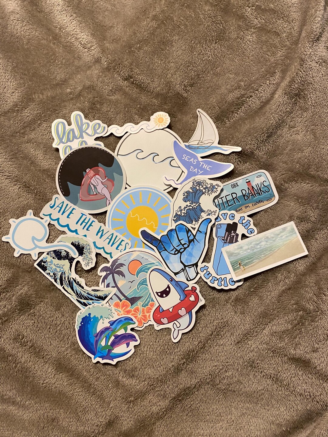 Blue Beach Theme Waterproof Sticker Pack 18 Stickers - Etsy