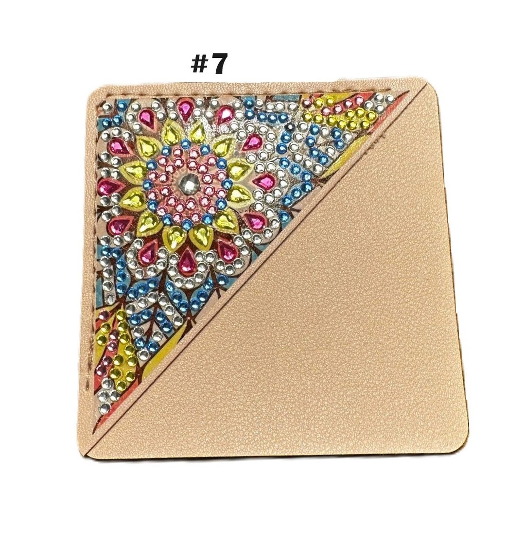 5D Mandala Triangle Corner Resin Rhinestone Faux Leather Bookmark - Etsy
