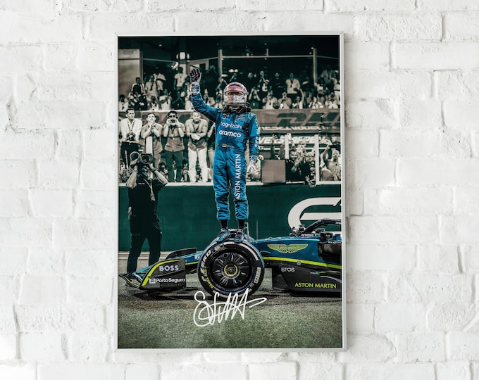 Sebastian Vettel Poster Aston Martin Poster F1 Poster Wall Art Print ...