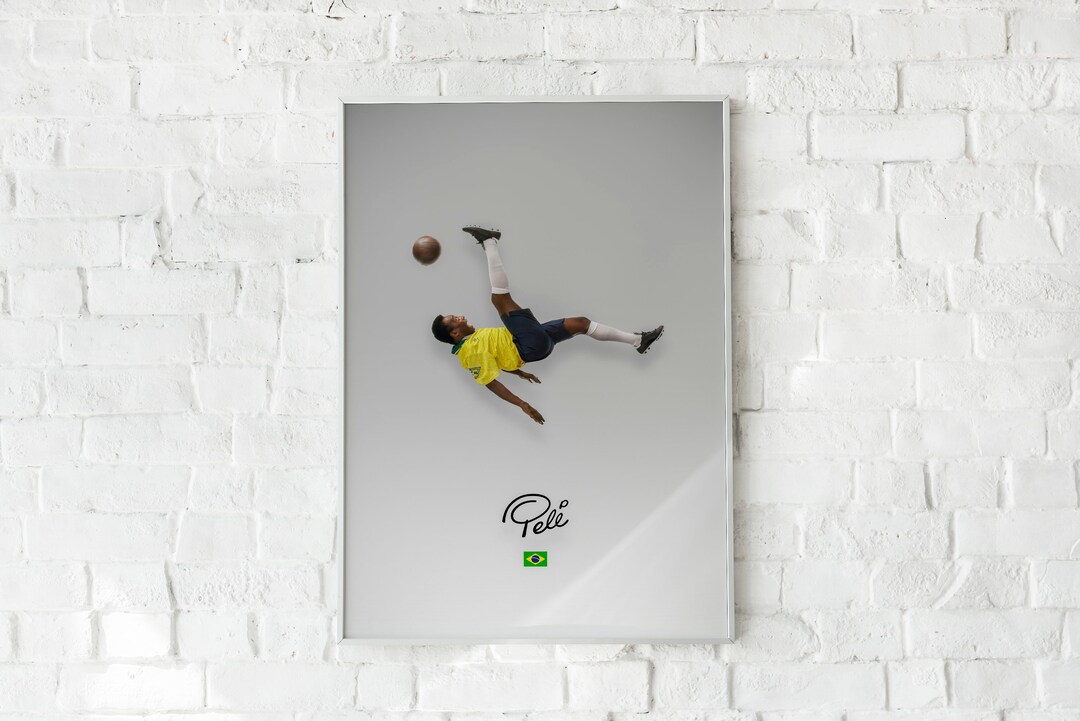 Football Wall Art, Pelé, Canvas or Paper Poster Print, Brazil Football ...