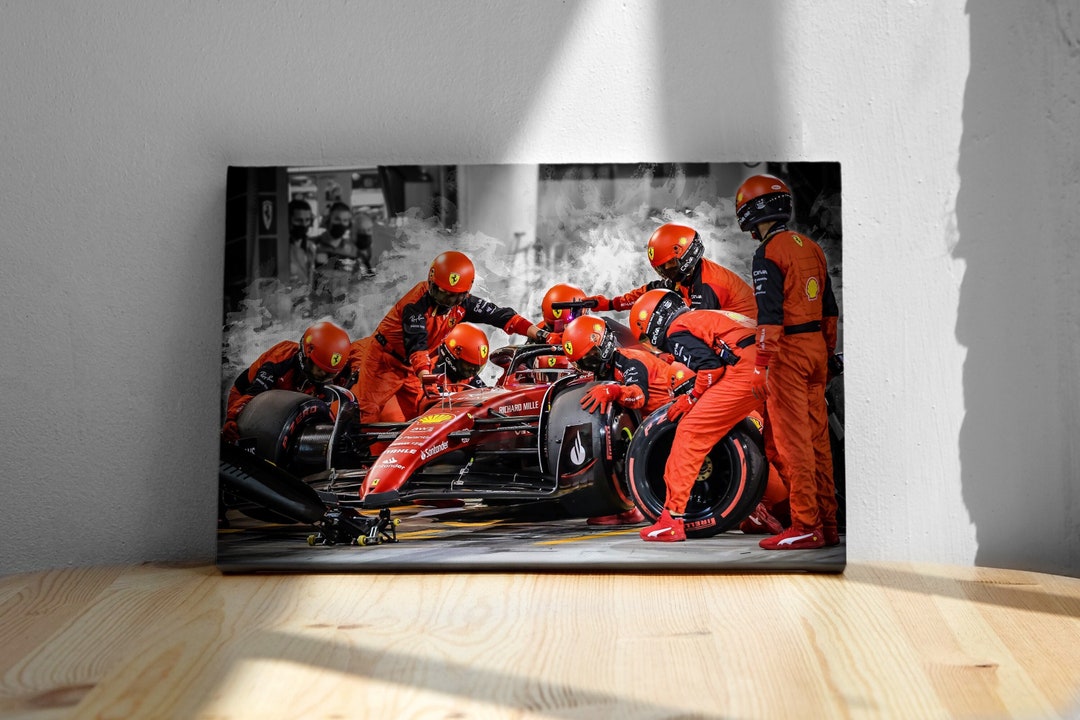 Charles Leclerc F1 Pit Stop Poster or Canvas Print: Scuderia Ferrari ...