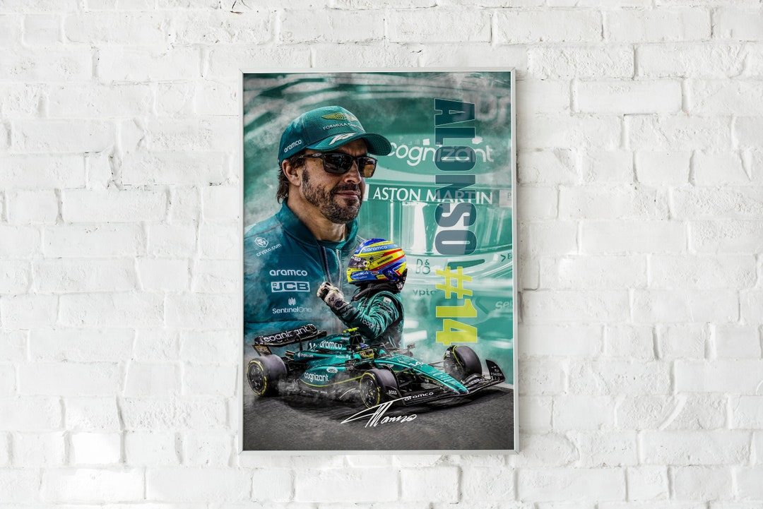 Fernando Alonso F1 Poster or Canvas Print, Aston Martin Formula 1 Wall ...