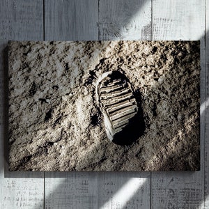 First Footprint on the Moon, Space Wall Art, Canvas or Poster, NASA Apollo 11, Neil Armstrong ...