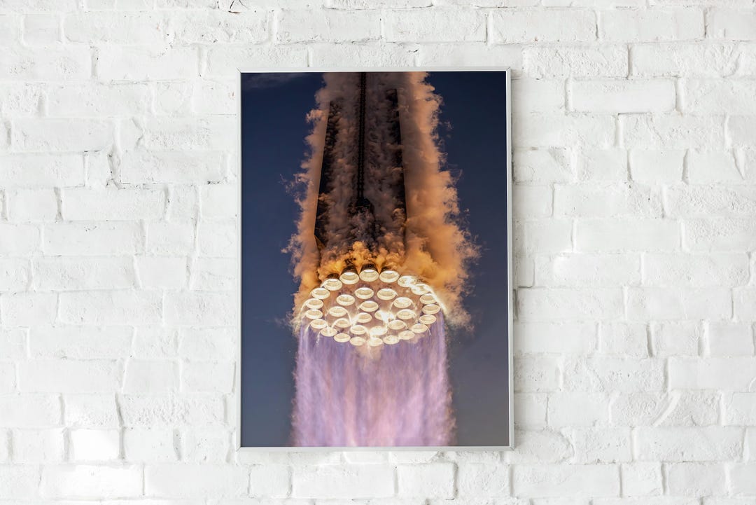 Starship, 33 Raptor Engines, Vertical Poster - Canvas or Paper Print or ...