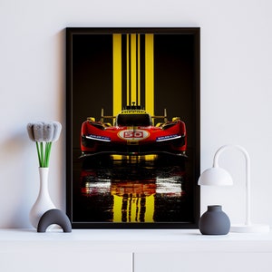 Le Mans Hypercar Ferrari 499P, Wooden Frame Poster, Matte Paper Print ...