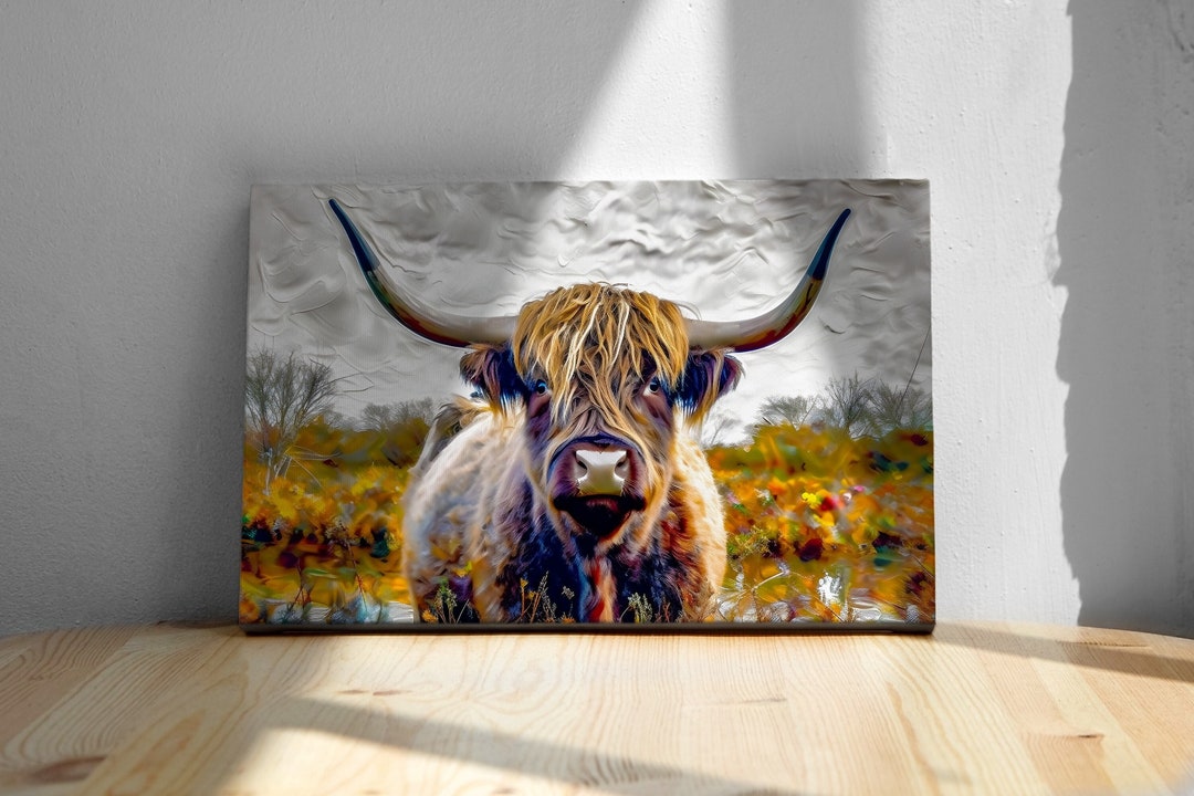 Highland Cow Poster or Canvas Print: Claude Monet Style Wall Art - Etsy