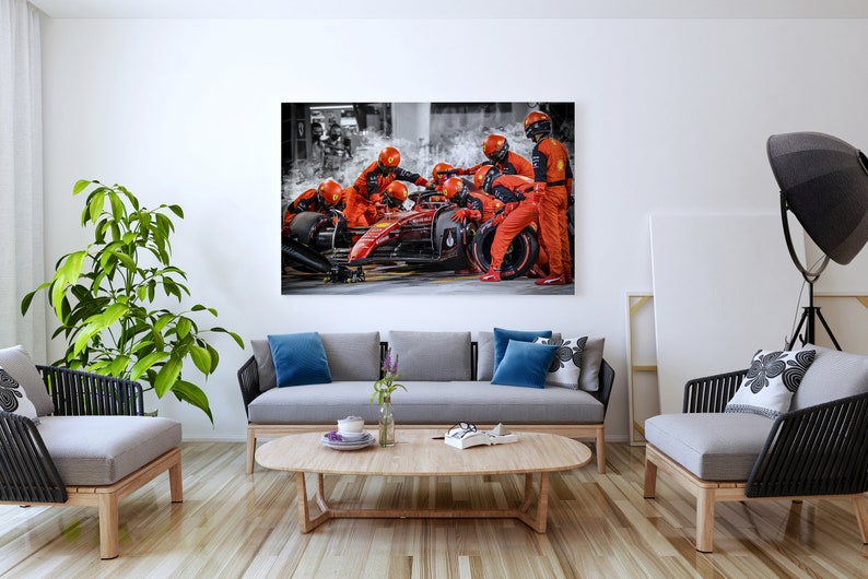 Charles Leclerc F1 Pit Stop Poster or Canvas Print: Scuderia Ferrari ...