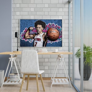 Cade Cunningham, Graffiti Style Wall Art, Canvas or Poster, NBA All ...