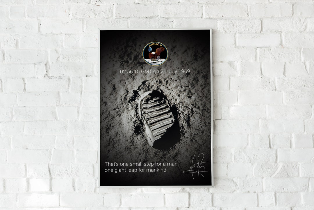 Apollo 11 Moon Landing Print: First Footprint Poster, NASA Wall Art - Etsy