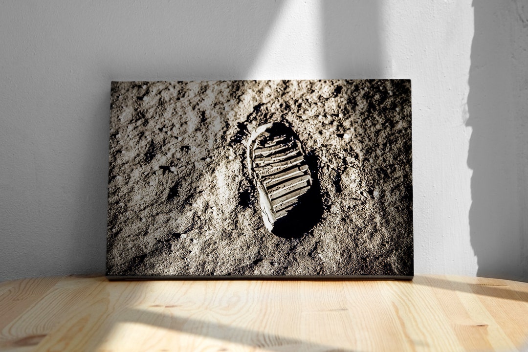 First Footprint on the Moon, Space Wall Art, Canvas or Poster, NASA ...