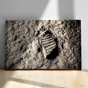 First Footprint on the Moon, Space Wall Art, Canvas or Poster, NASA ...