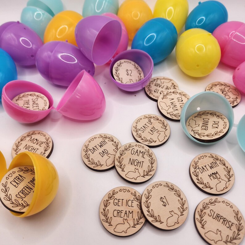Easter Egg Tokens, Easter Egg Activity Fillers for Kids, Wooden Easter ...