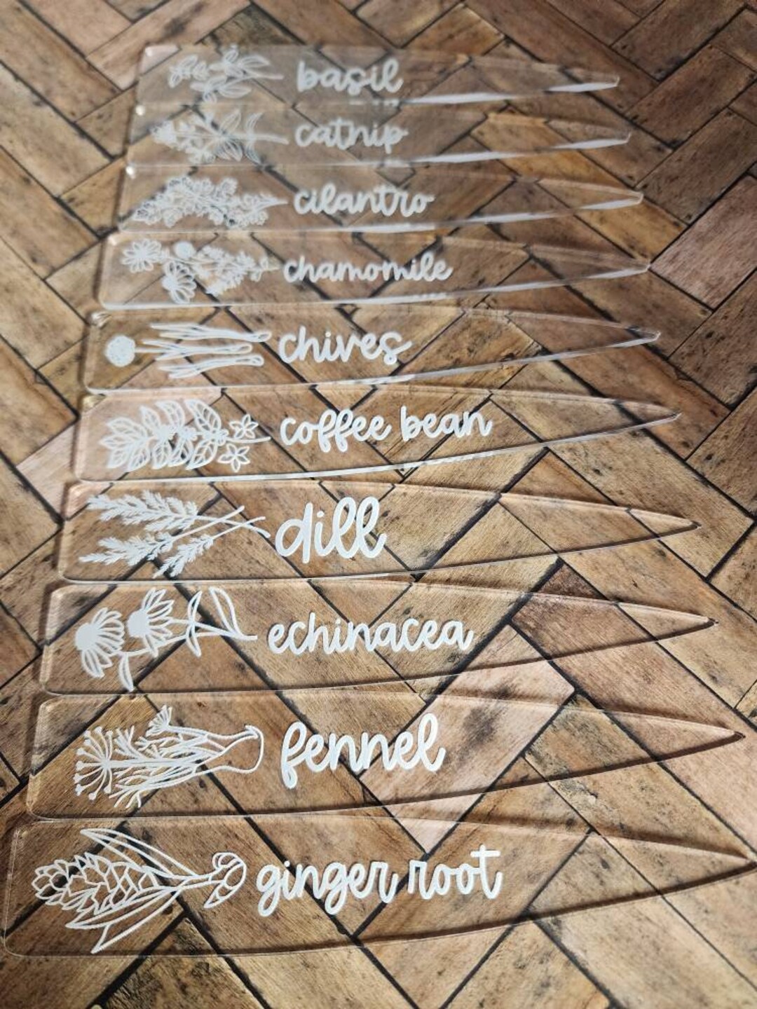 Acrylic Herb Plant Markers, Engraved Plant Stakes, Herb Garden Labels ...