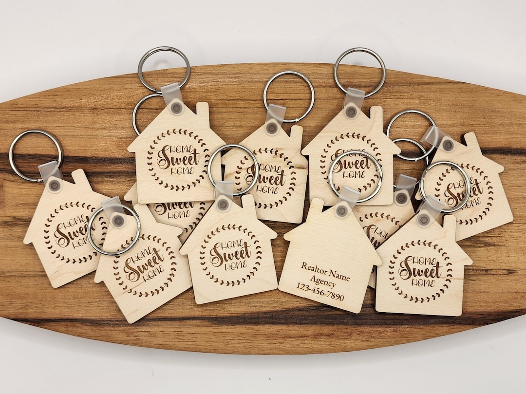 Customized Realtor Keychain, Engraved House Keychain, Home Sweet Home ...