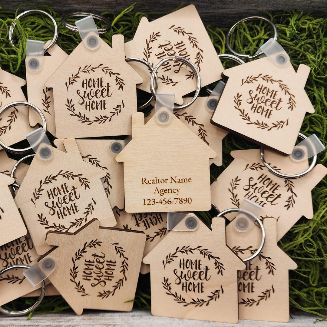 Custom Realtor Keychain Bulk, Engraved House Keychain, Home Sweet Home ...