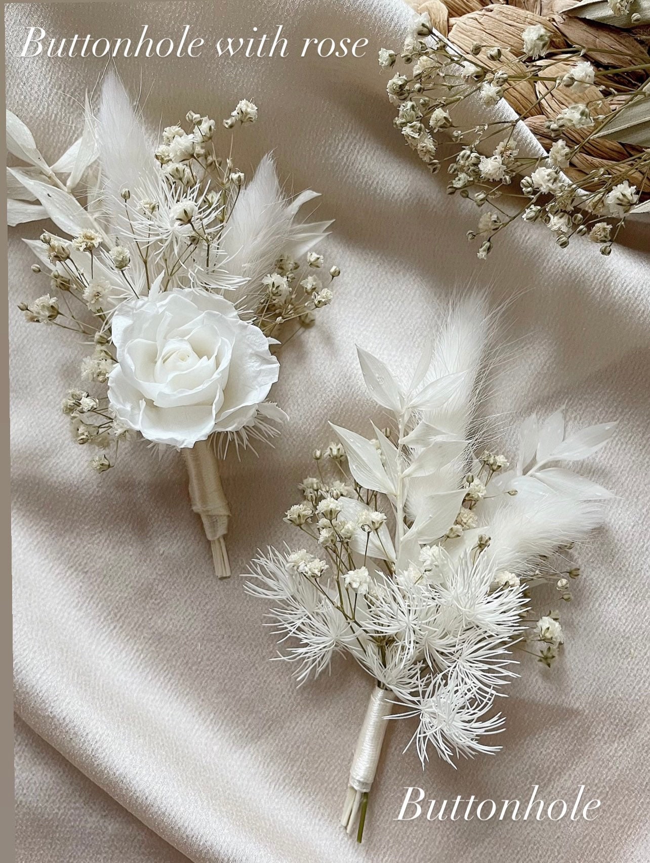 Preserved White Rose Boutonniere/ Groom Buttonhole/ Boho - Etsy UK