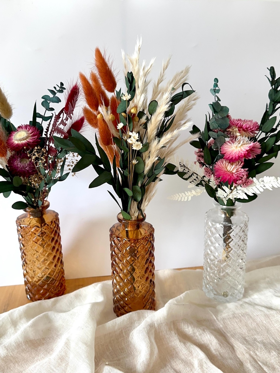 Small Dried Flower Bouquet/ Dried Flower Vase Arrangement/ Small Vase ...