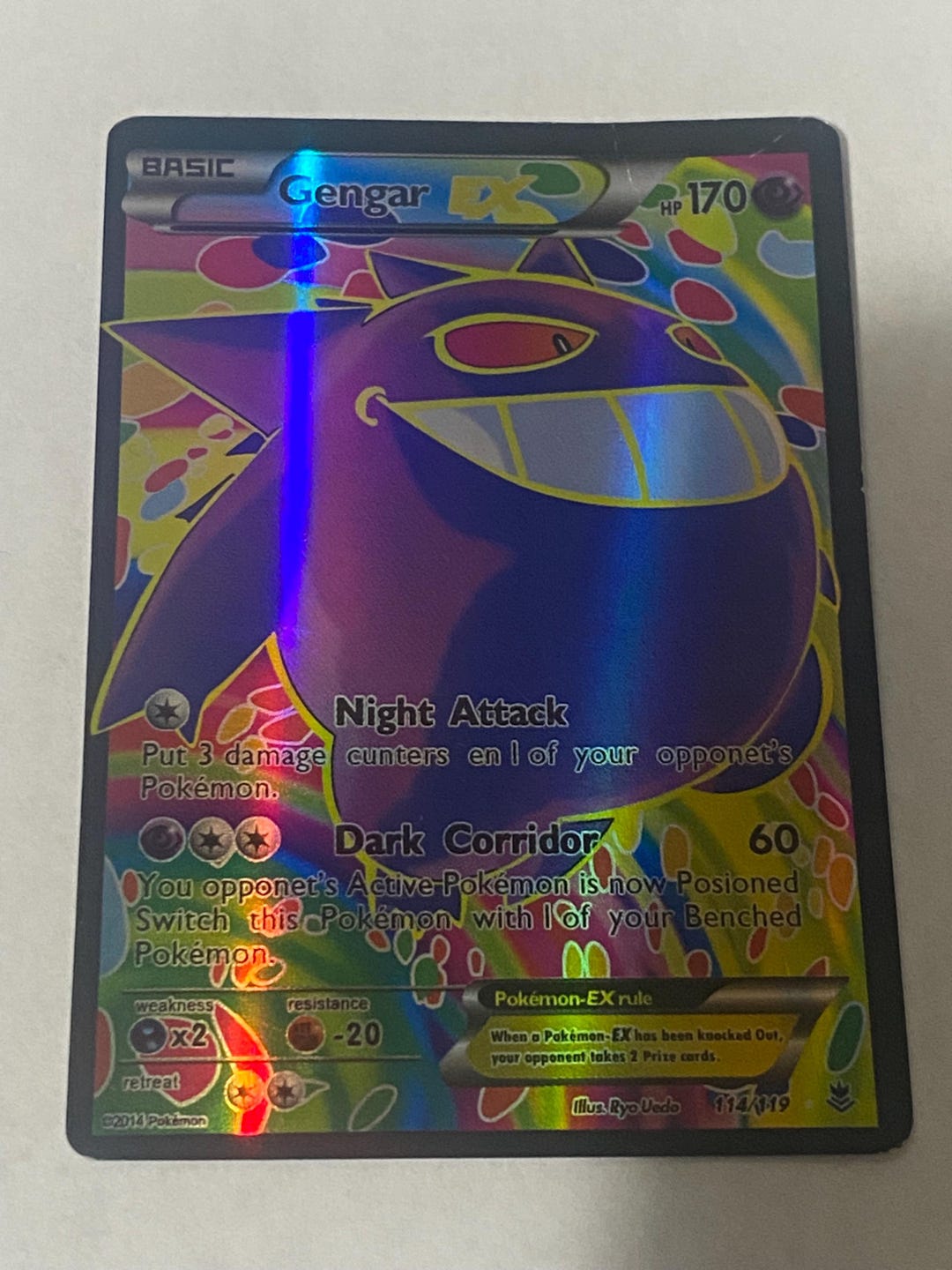 Pokemon Gengar EX (114 Full Art) 114/119 Xy-phantom Forces Holo Reprint ...