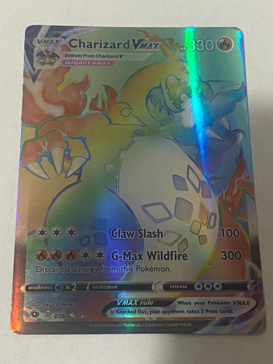 Pokémon Champions Path CHARIZARD VMAX Holo Gigantamax Card 074/073 2020 ...