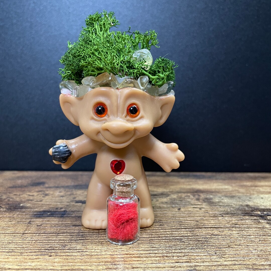 Bea the Mossy Troll Citrine Moss Rhodonite Troll Whimsigoth Goblincore ...