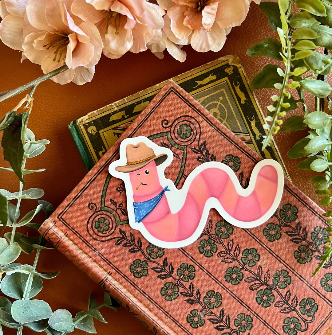 Cowboy Worm Vinyl Sticker - Etsy