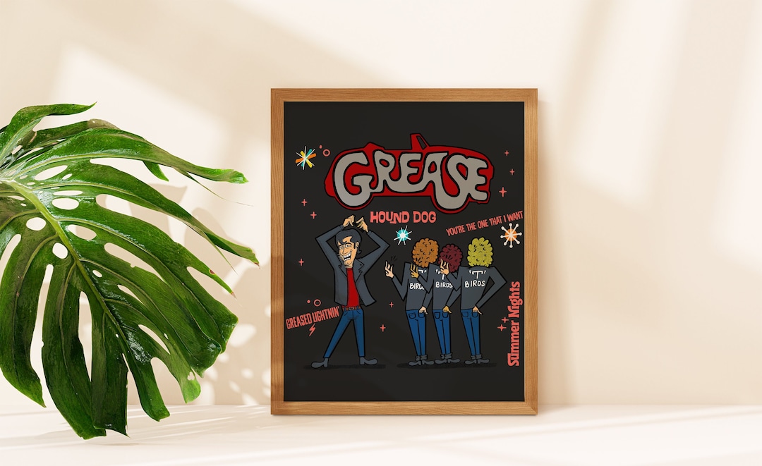 Grease Poster, Grease Movie, Grease Wall Art, Grease Lightning, Retro ...