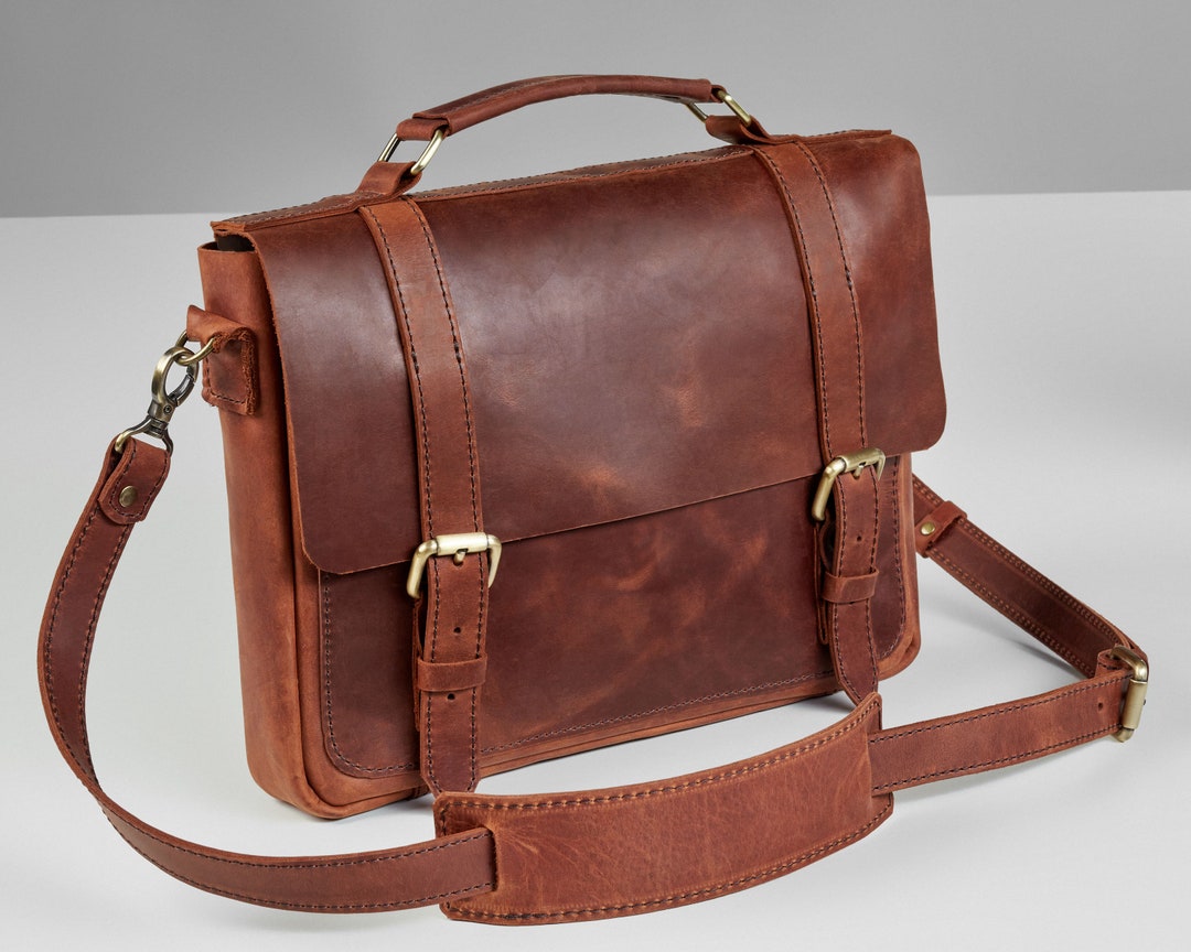 Personalized Accessories Leather Satchel Bag Men With Shoulder Strap ...