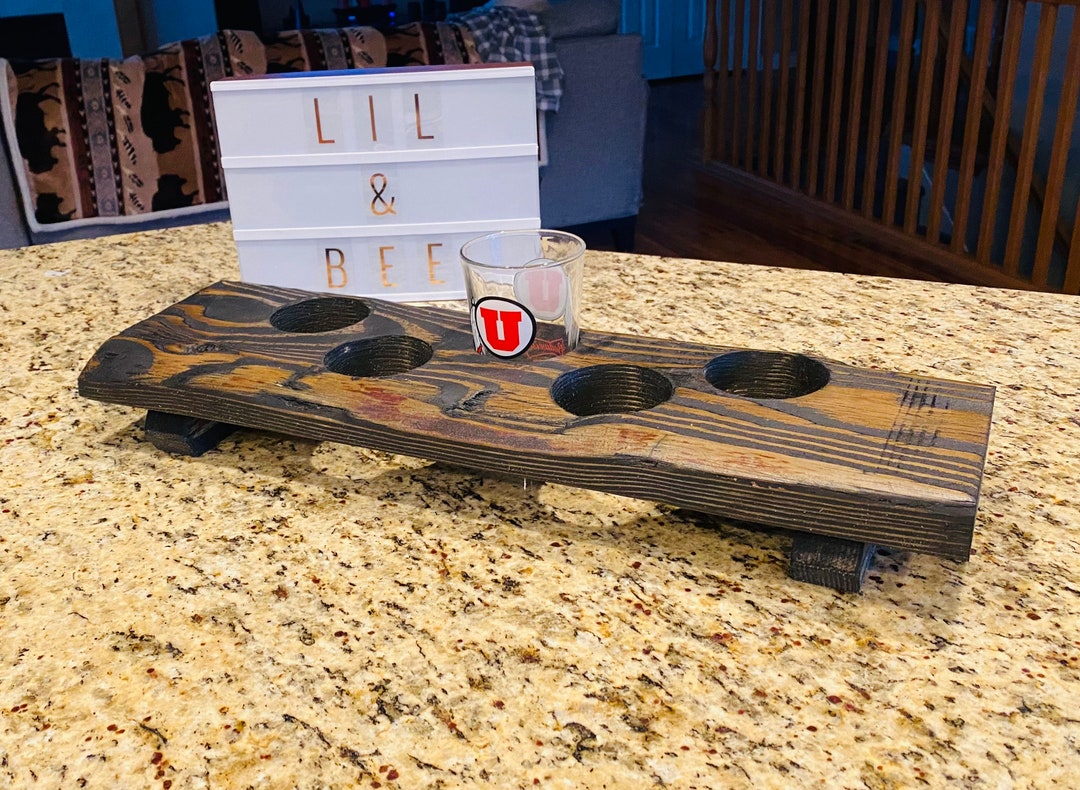 Live Edge Rustic Wood Beer Flight - Etsy