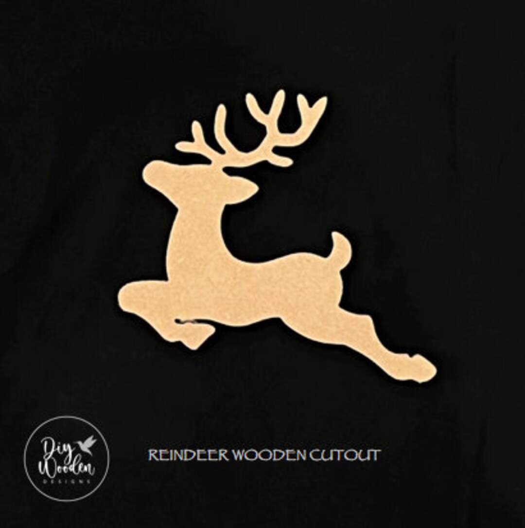 Reindeer Flying Reindeer Wood Cutout DIY Christmas Reindeer - Etsy
