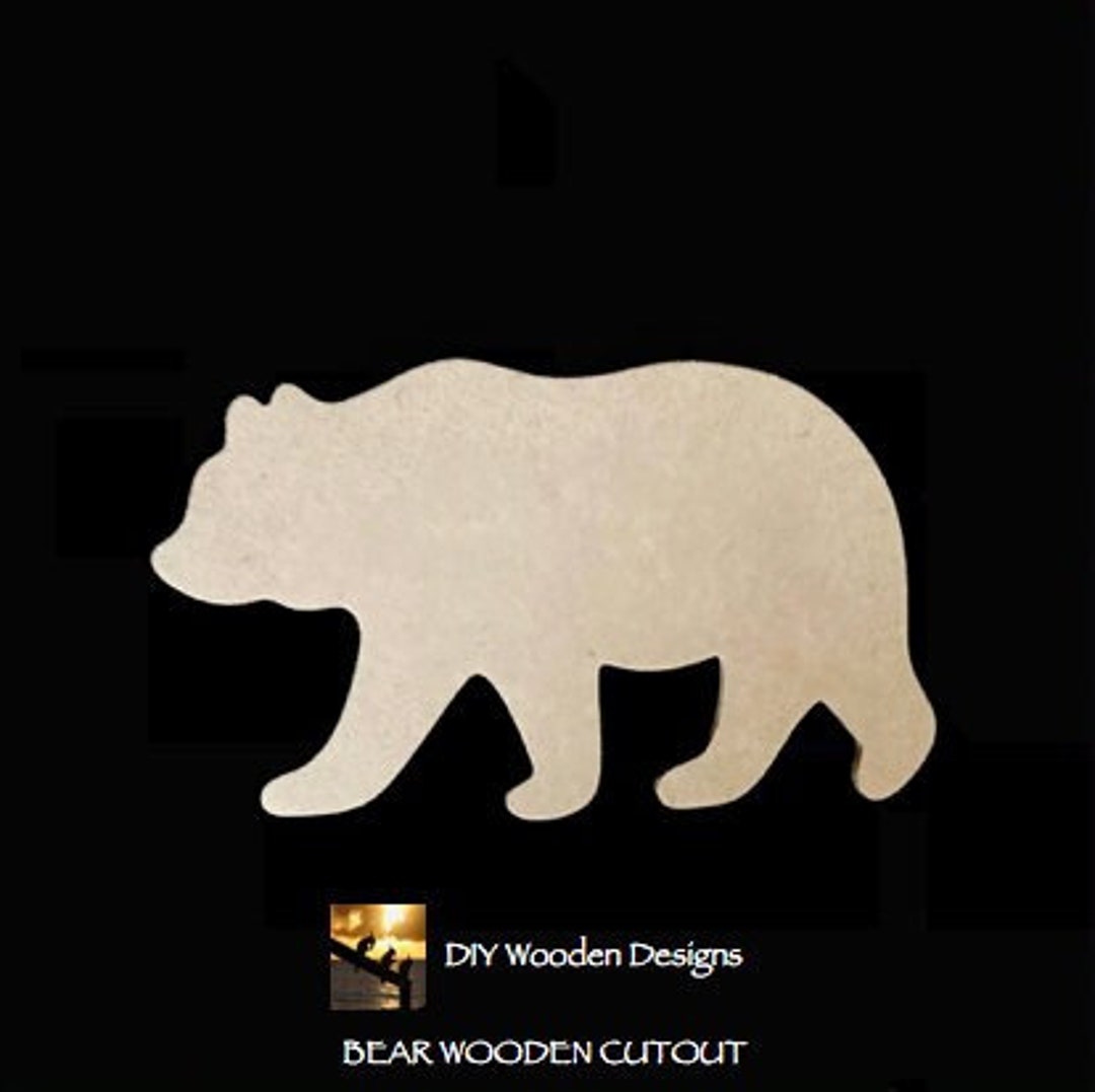 Bear Wooden Cutout, Bear Wooden Craft Shape, Wood Bear Shape, Bear ...