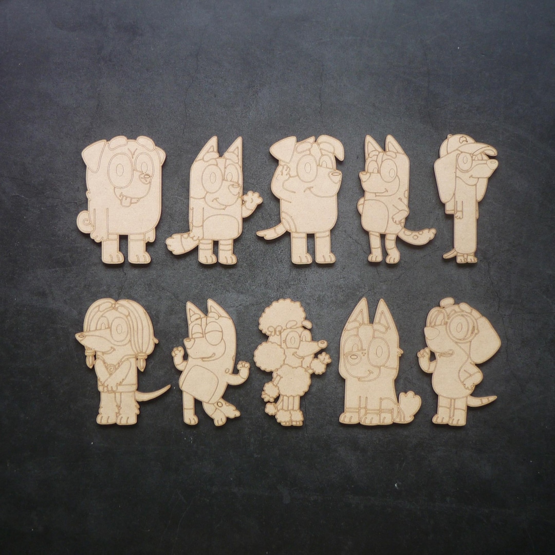 Bluey Wooden Craft Shapes, Laser Cut Bluey Wood Cutouts - Etsy