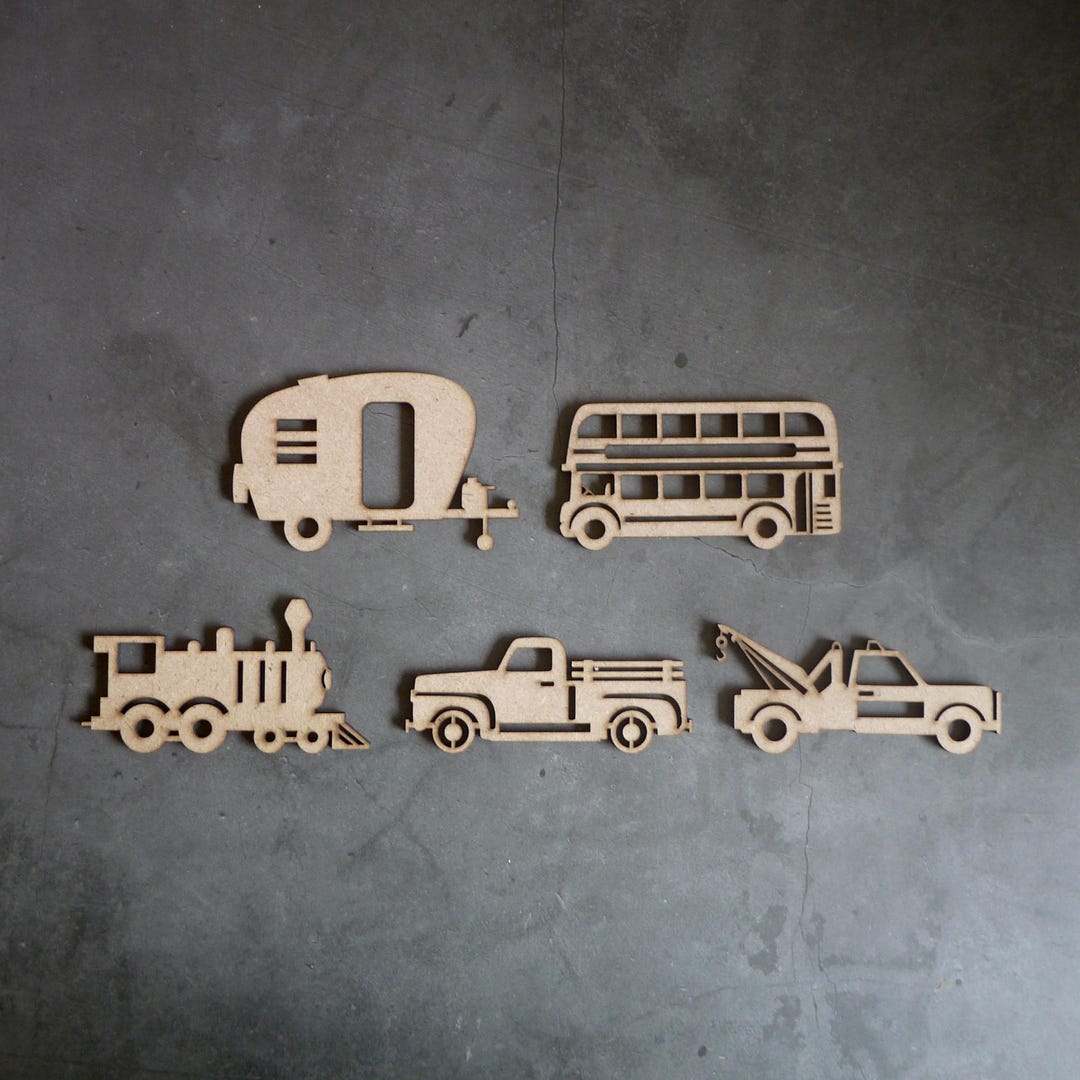 Transport Vehicle Wood Cutouts, Paintable MDF Vehicle Shapes, Craft ...