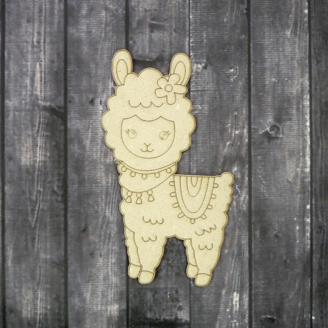 Llama Wooden Craft Shape, Llama Wood Cutout, Laser Cut Wooden Llama ...