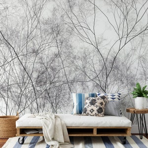 Modern Black Tree Branches Wallpaper – Peel and Stick Wallpaper ...