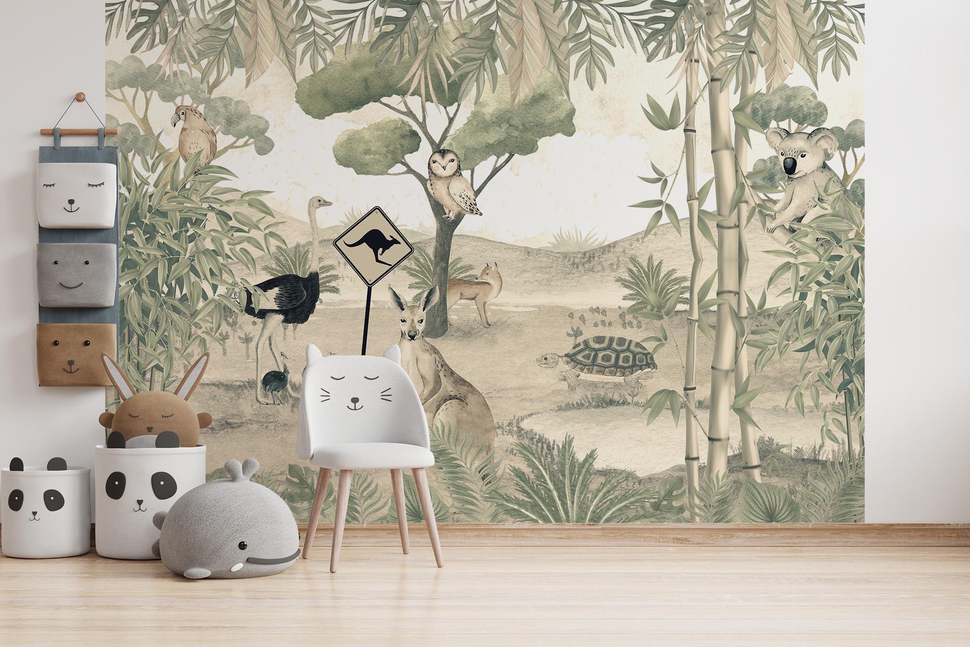 Removable Animals and Jungle Kangaroo Wallpaper Mural-c314 - Etsy