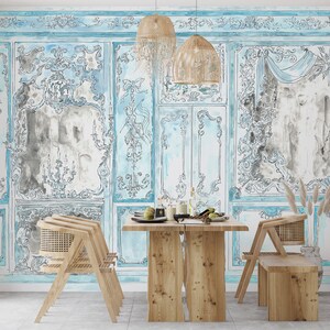 Watercolor Royal Blue Suit Panel Wallpaper - Elegant Peel and Stick ...