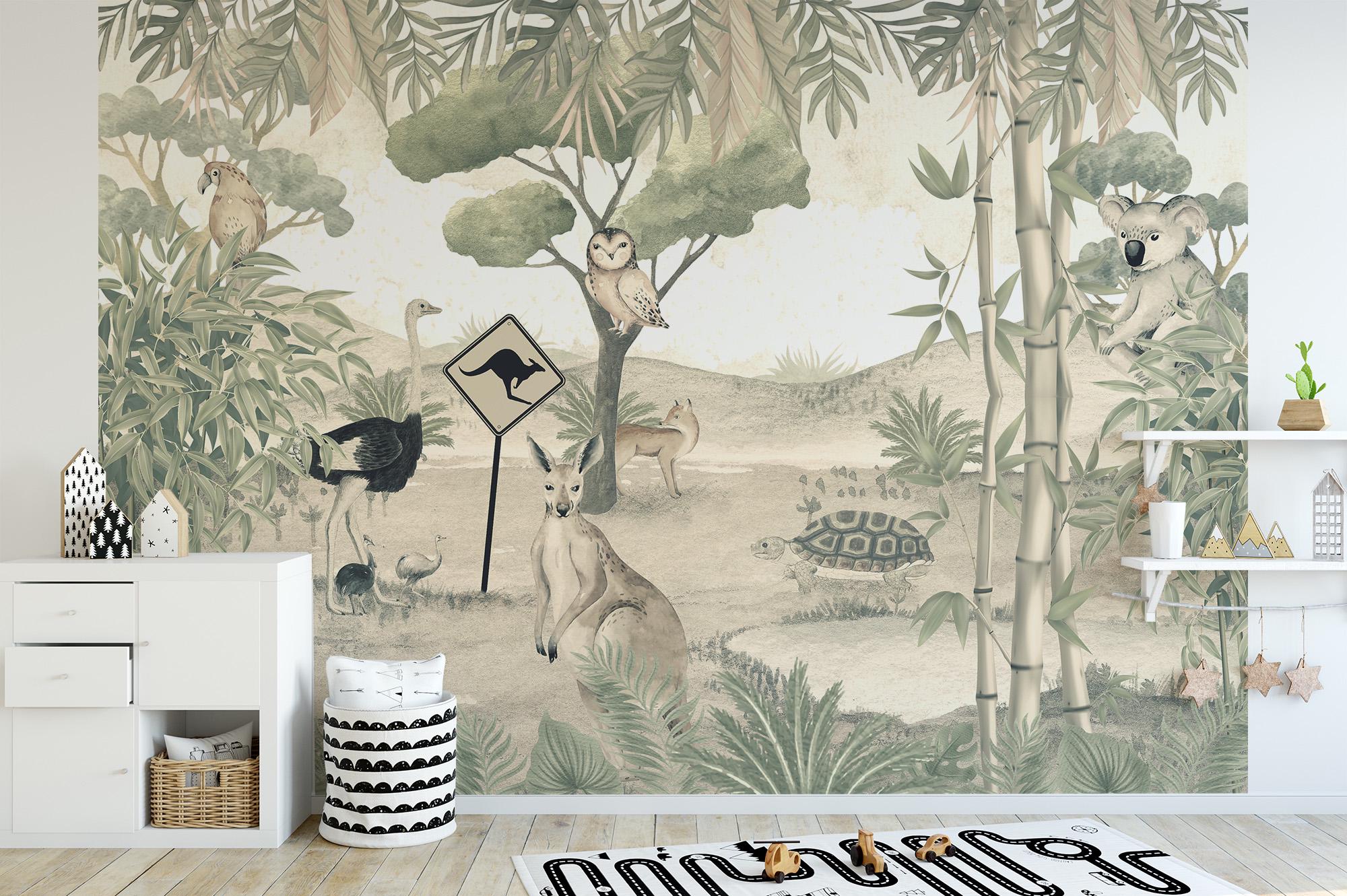 Removable Animals and Jungle Kangaroo Wallpaper Mural-c314 - Etsy
