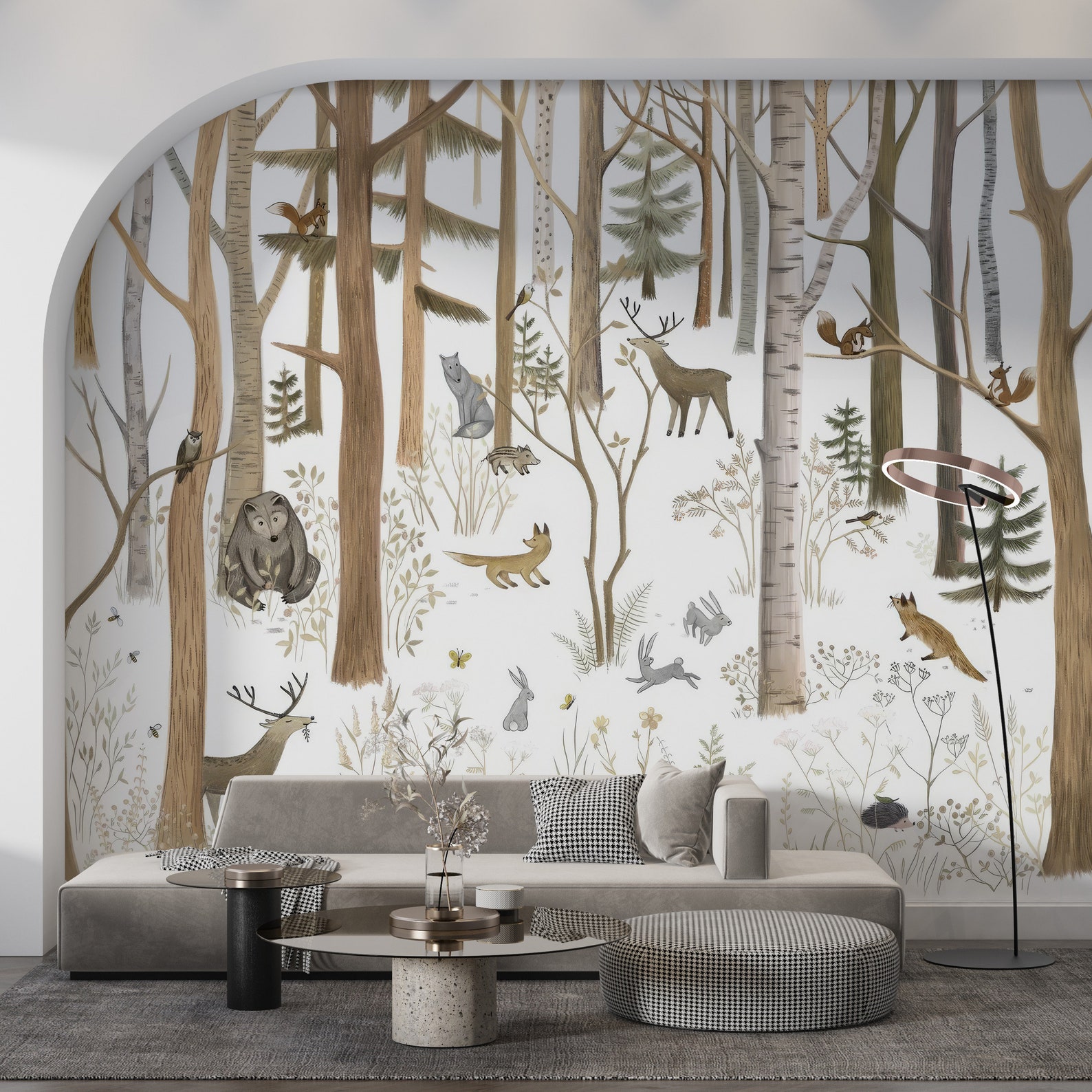 Watercolor Forest Animal Wallpaper | Nursery Wall Decor - Etsy