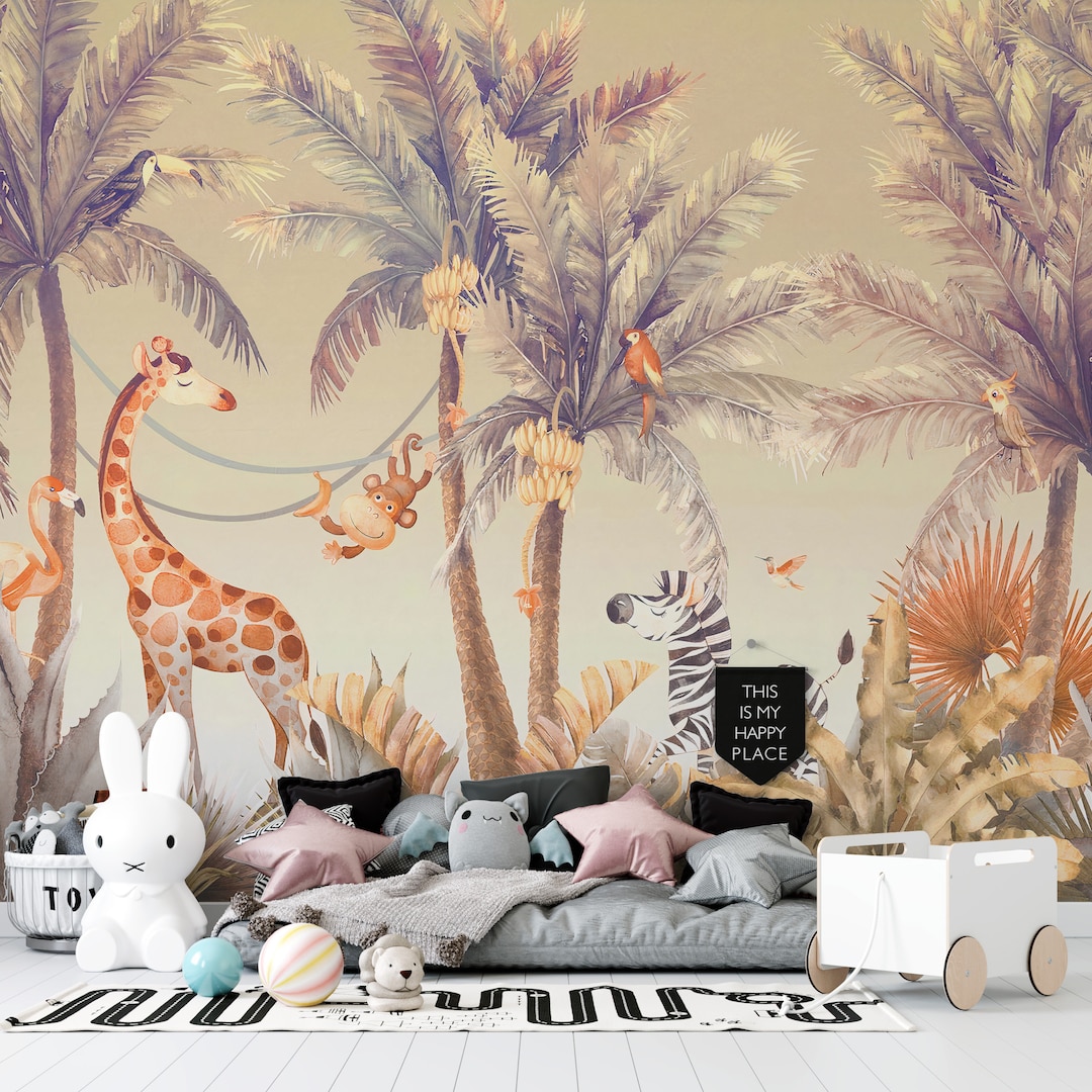 Tropical Forest Safari Animals Wall Mural Dive Into Jungle Mystique ...