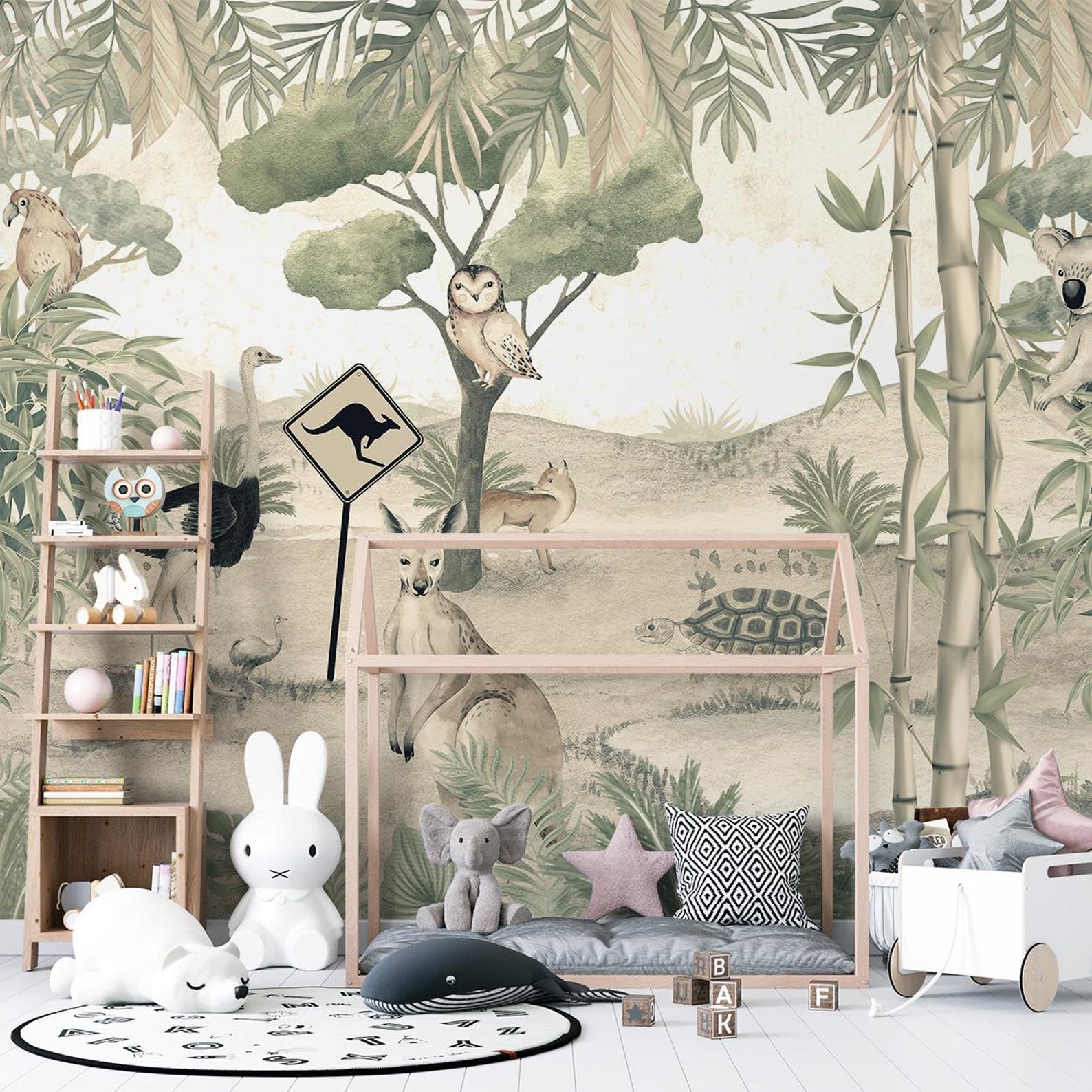 Removable Animals and Jungle Kangaroo Wallpaper Mural-c314 - Etsy