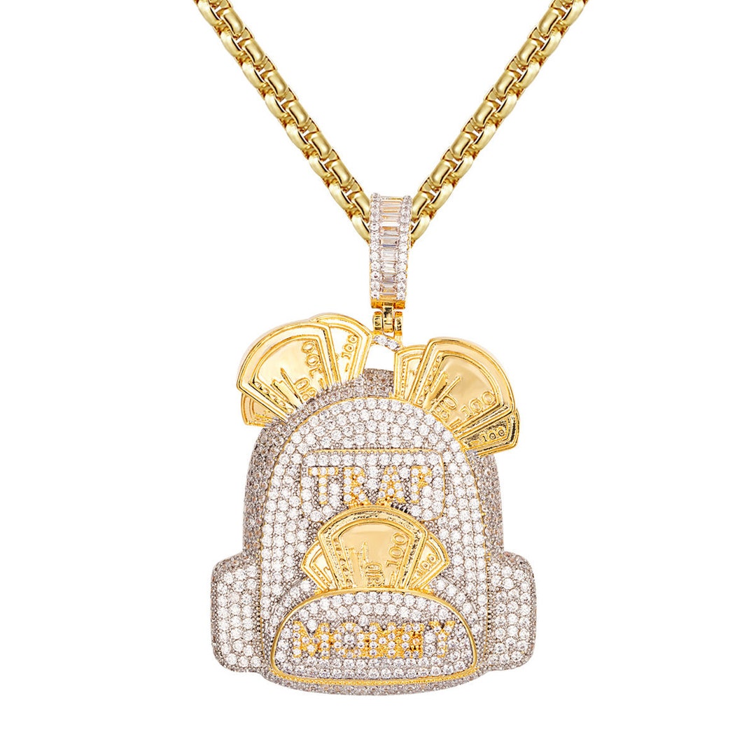 Dollar Bills Trap Money Duffle Bag Icy Custom Gold Tone Pendant Custom ...