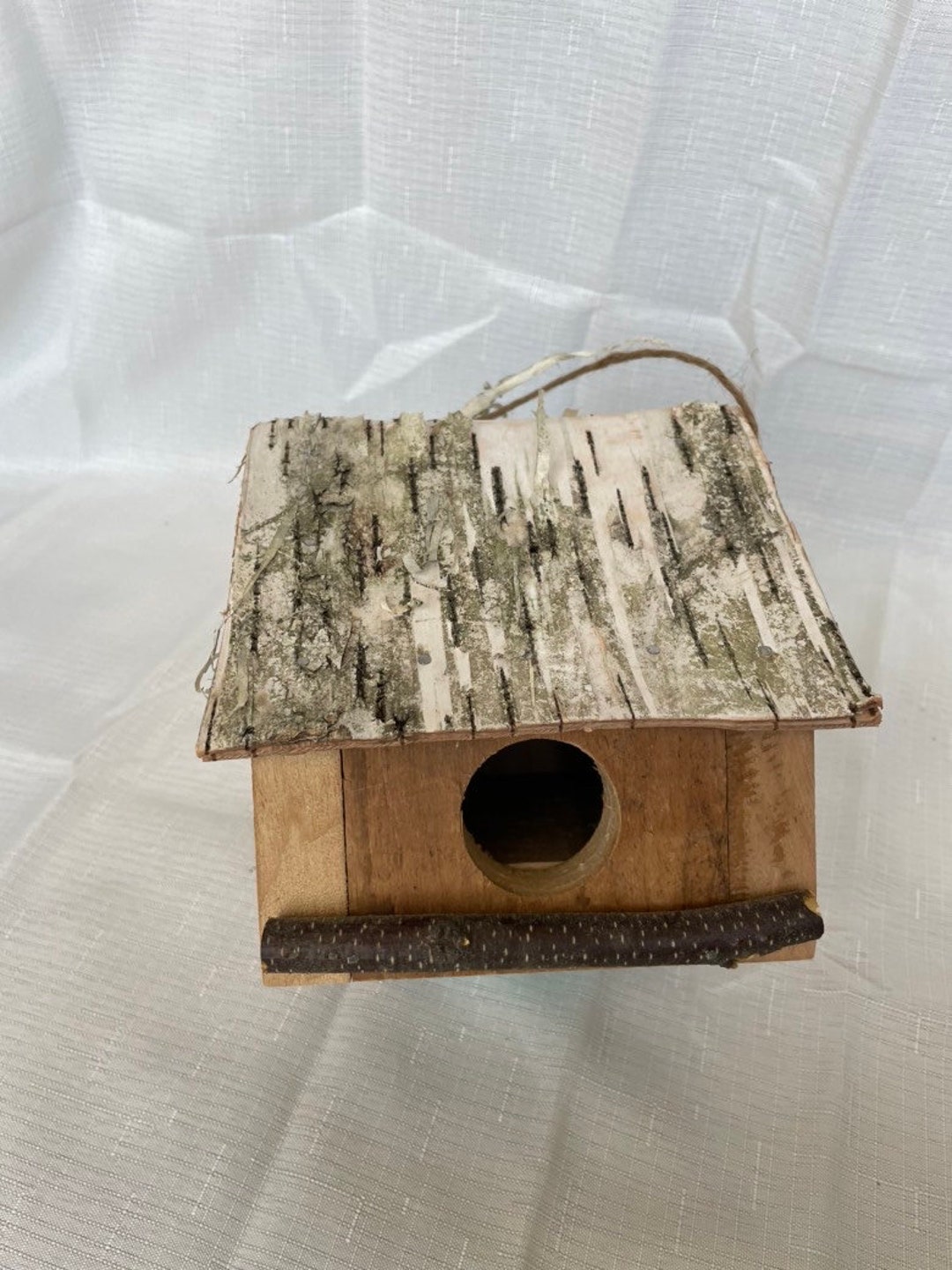 Rustic Wooden Birdhouse Made From Reclaimed Wood and Birch Bark 11 - Etsy
