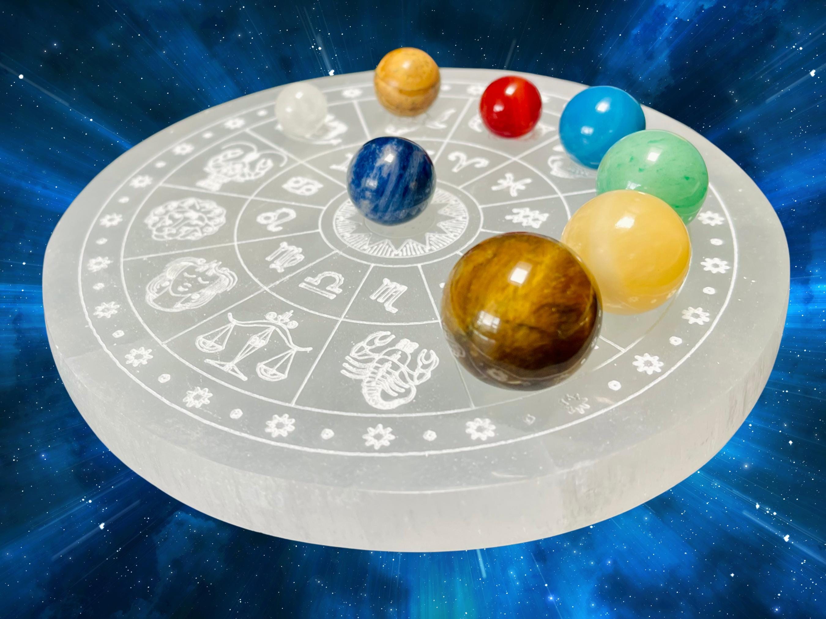 Planetary Crystal Grid Kit, Astrology Crystal Grid, Zodiac Wheel ...