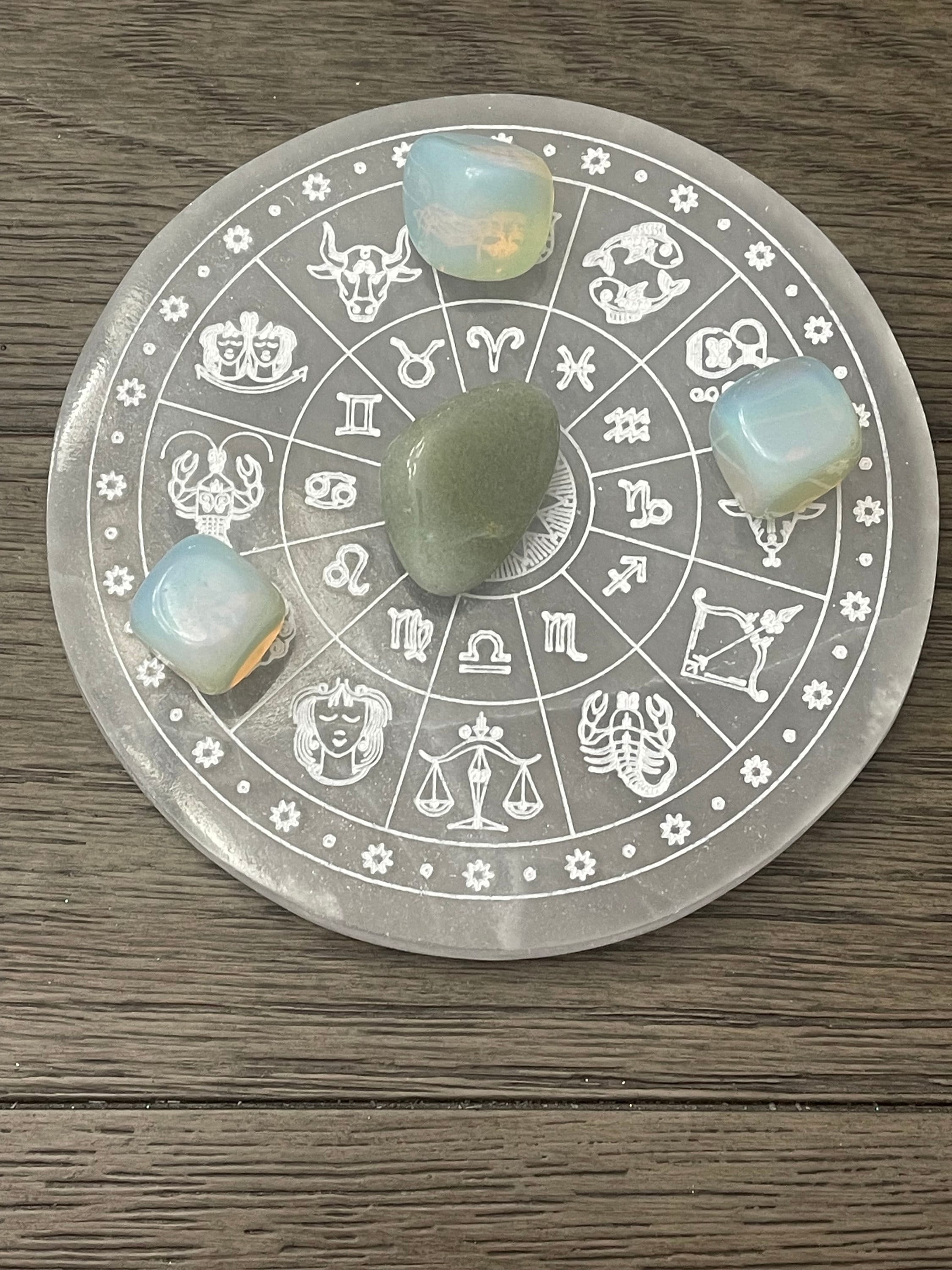Zodiac Wheel Astrology Selenite Charging Plate Astrology Crystal Grid ...