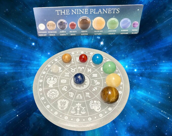Planetary Crystal Grid Kit, Astrology Crystal Grid, Zodiac Wheel ...