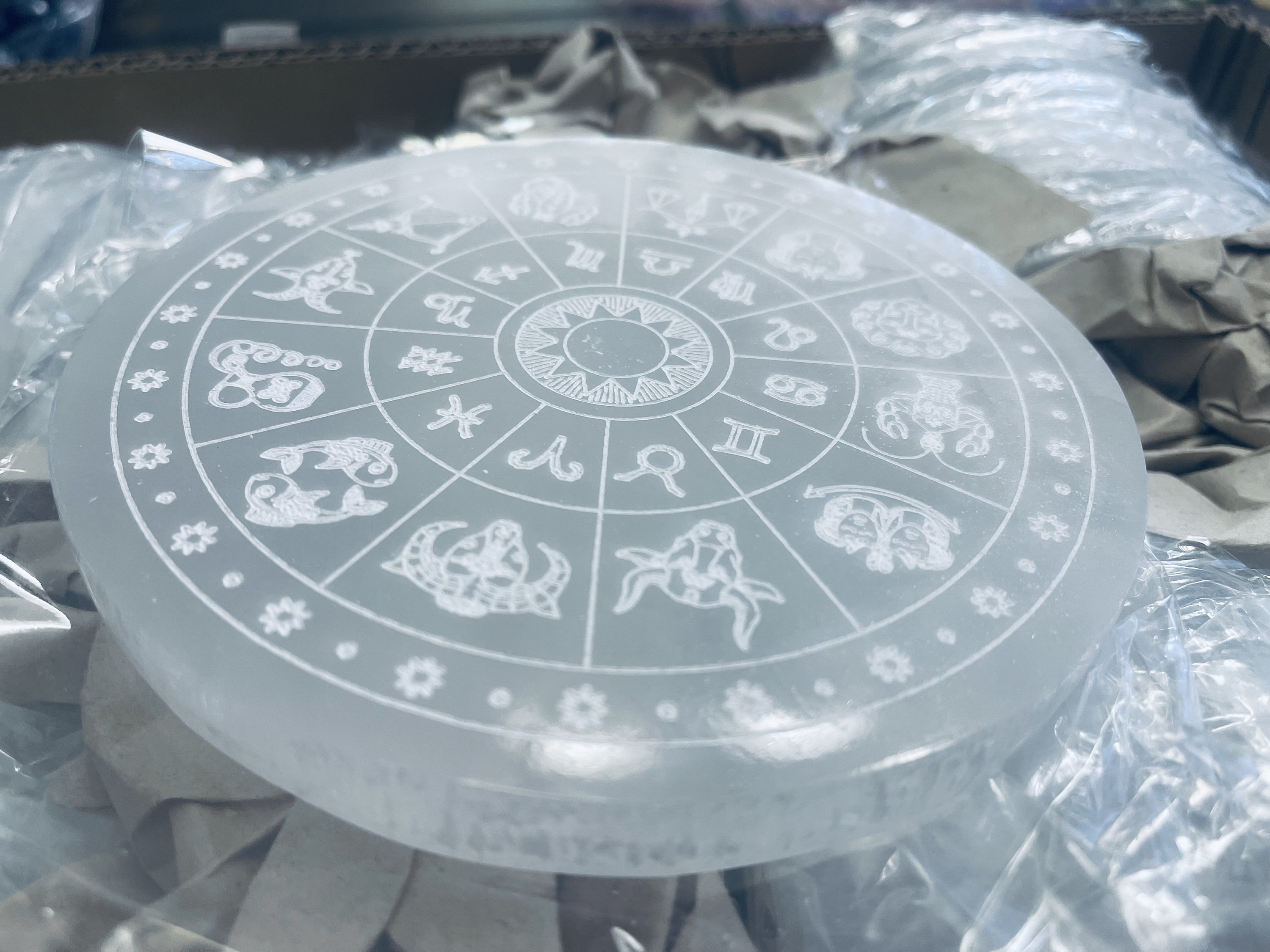 Zodiac Wheel Astrology Selenite Charging Plate Astrology Crystal Grid Selenite Crystal Grid - Etsy